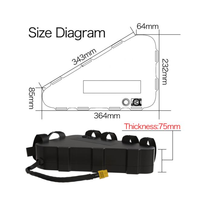 Li Ion Customized Triangle Ebike Battery 36v 48v 52v 72v
